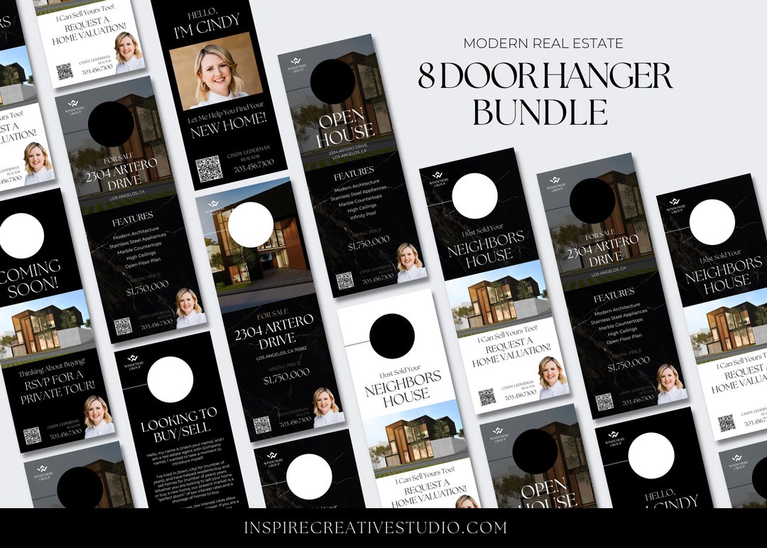 8 Real Estate Door Hanger Bundle | Real Estate Farming | Real Estate ...
