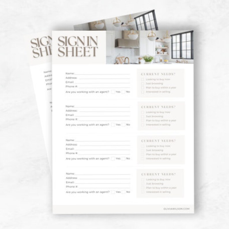 Open House Sign in Sheet, Real Estate Agent Sign in Sheet, Canva ...