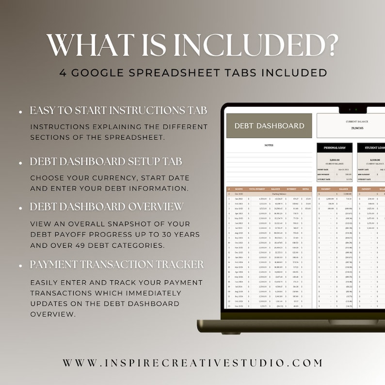 Debt Planner, Debt Tracker Google Sheet, Debt Payoff Planner, Budget ...