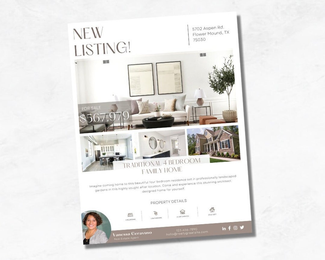 New Listing Flyer, Real Estate Flyer, Just Listed Flyer, Canva Template ...