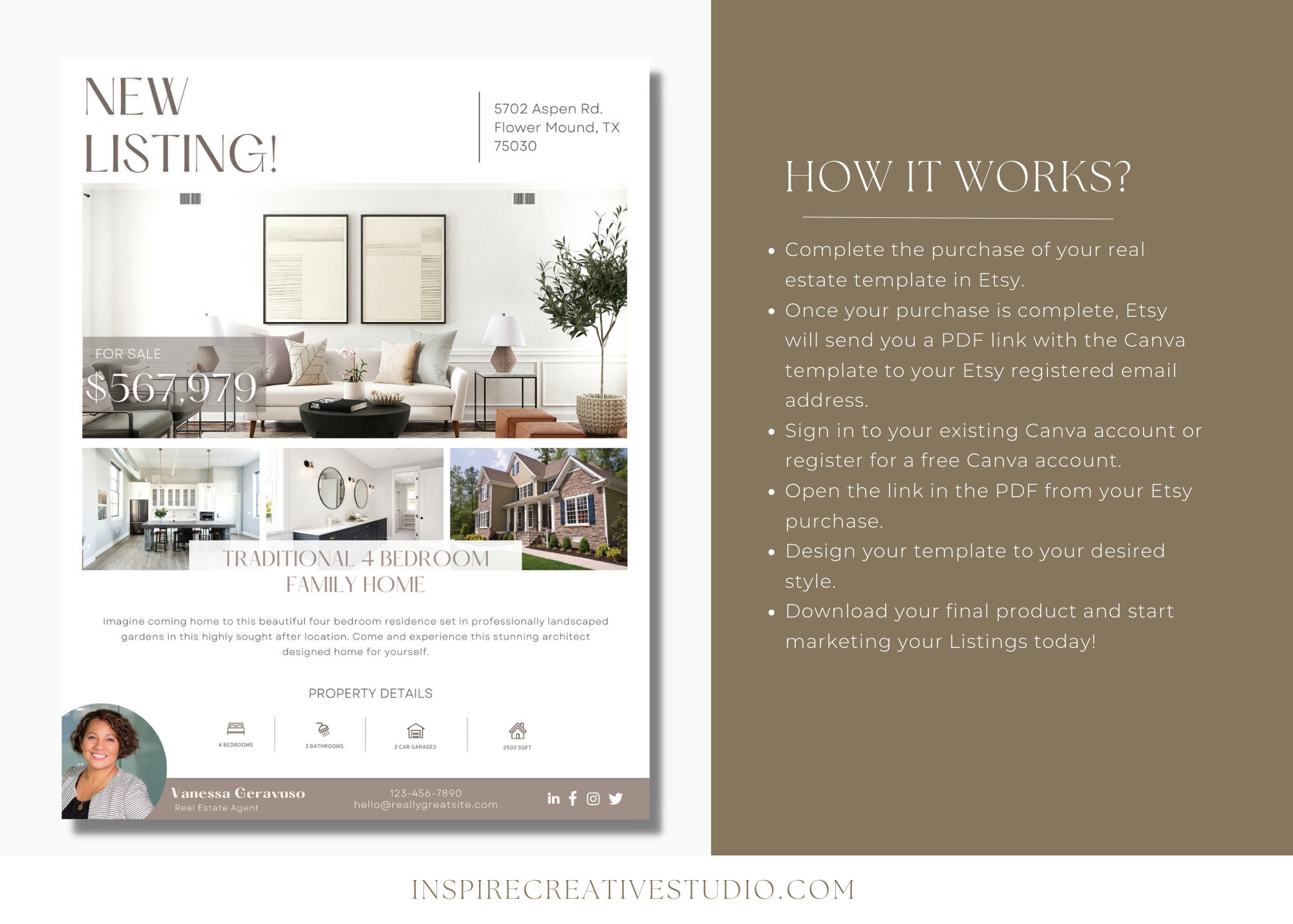 New Listing Flyer, Real Estate Flyer, Just Listed Flyer, Canva Template ...