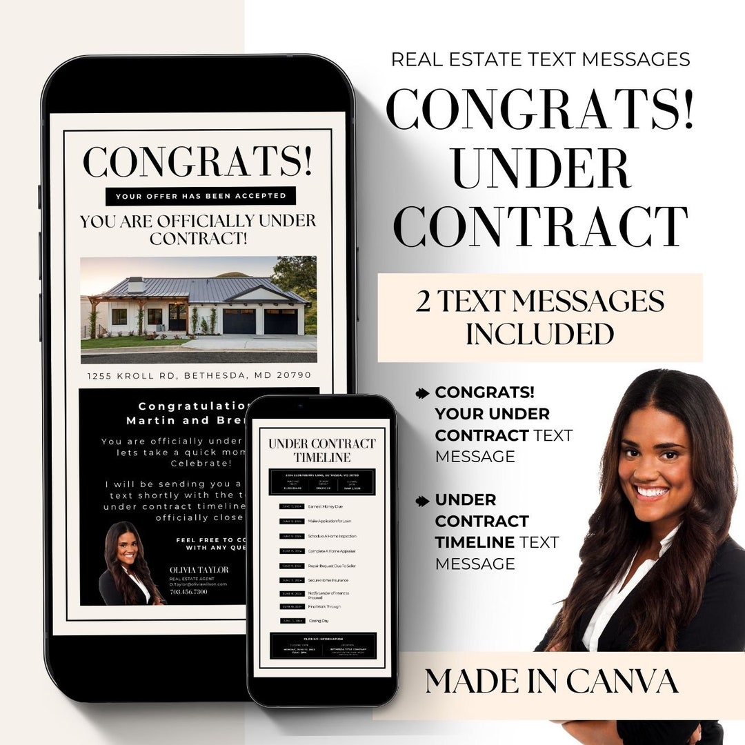 Under Contract Text Message, Real Estate Textable, Under Contract ...