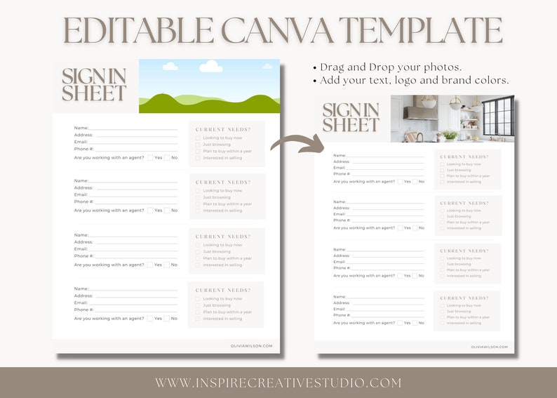 Open House Sign in Sheet, Real Estate Agent Sign in Sheet, Canva ...