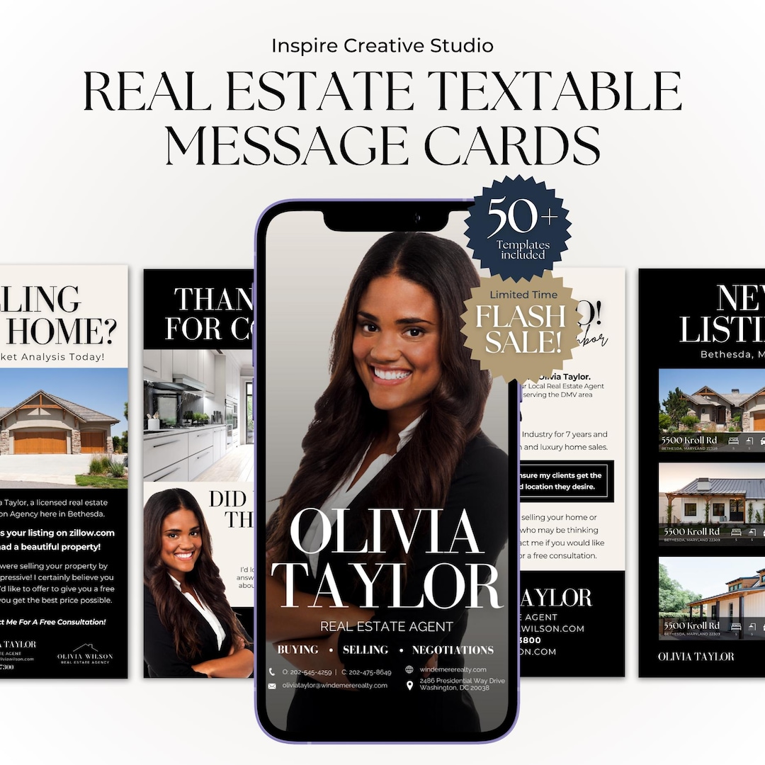 Real Estate Textable Card Bundle, Real Estate Business Card, Realtor ...