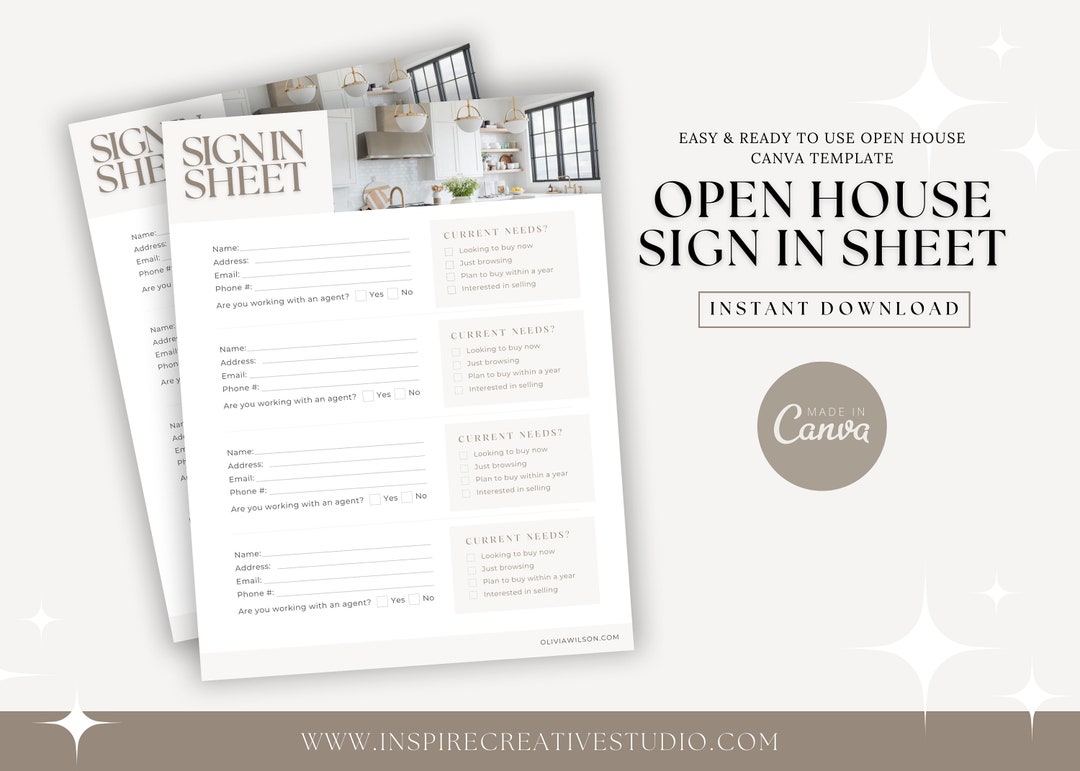 Open House Sign in Sheet Real Estate Agent Sign in Sheet - Etsy