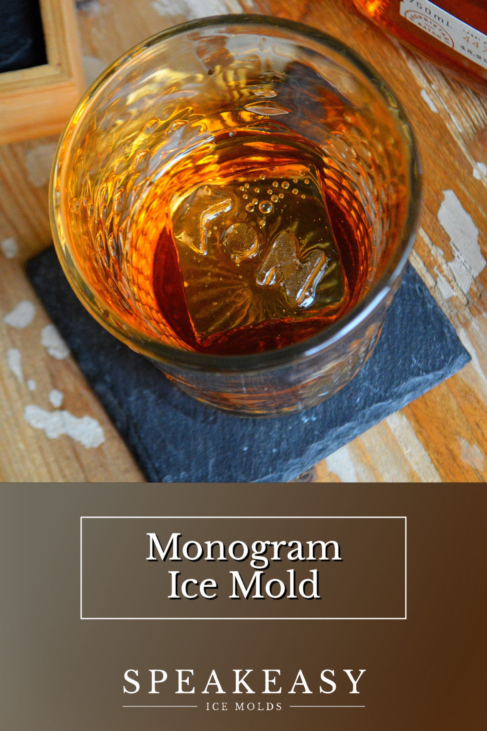 Monogram Whiskey Ice Cubes, Personalized Ice Mold, Custom Silicone Ice ...