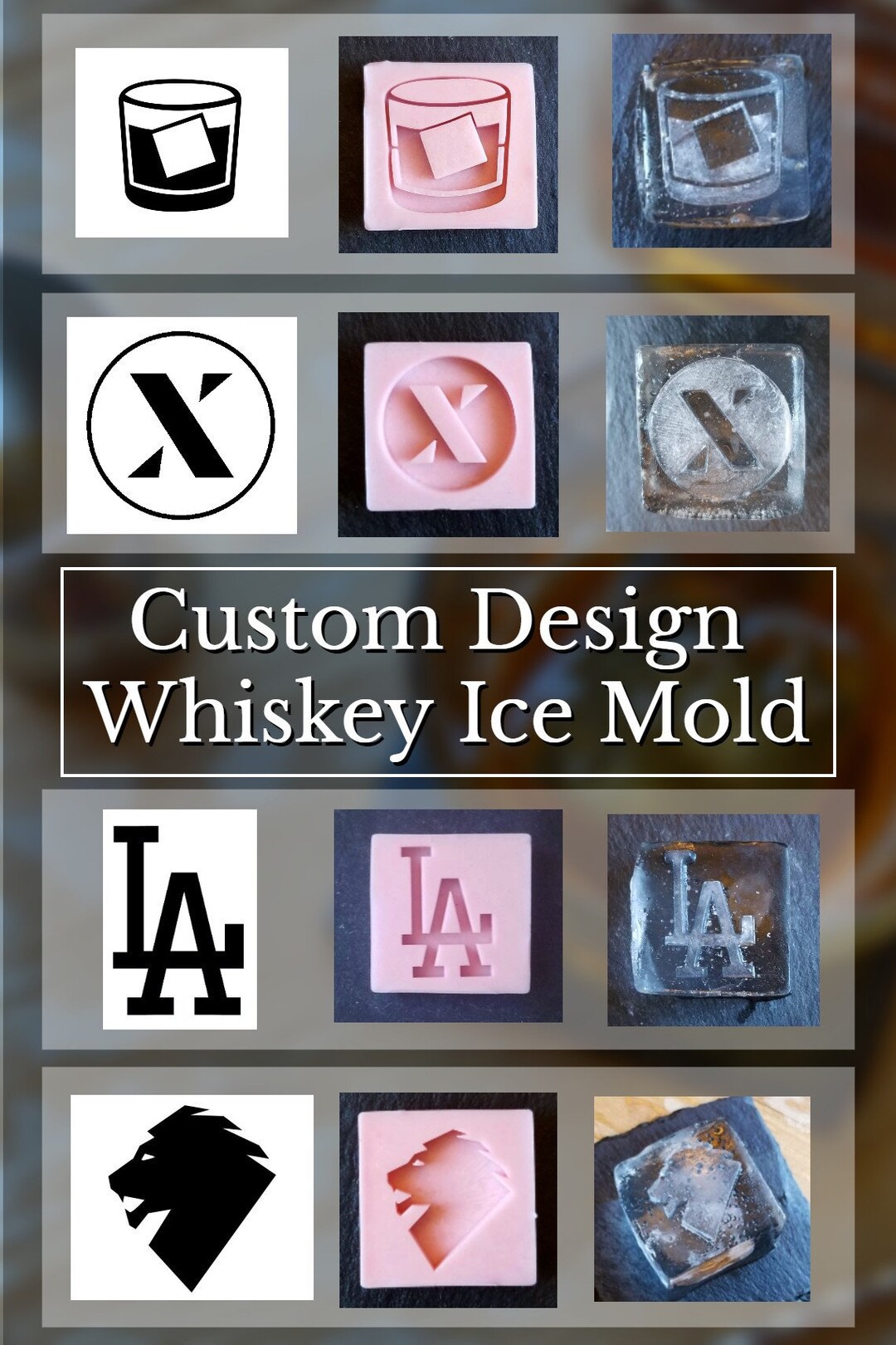 Custom Design Whiskey Ice Mold, Ice Cubes Based on Your Image, Logo Ice ...