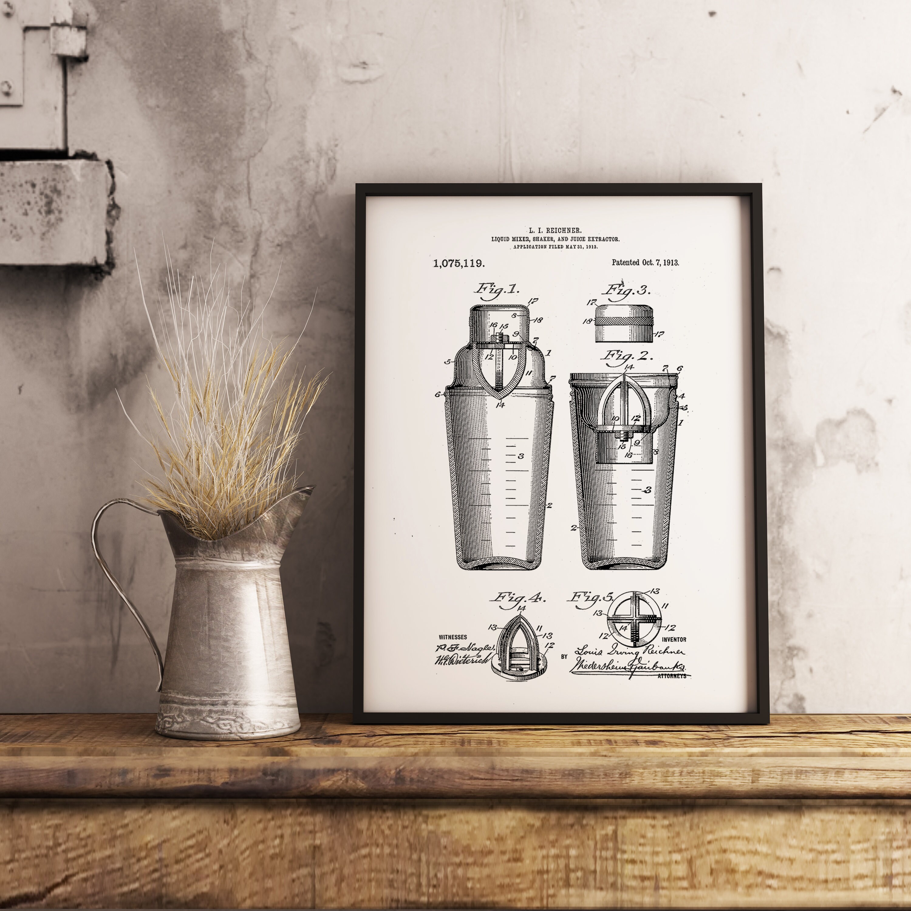 DIGITAL VERSION Shaker Invention Patent A4 Poster A3 Bar Collection ...