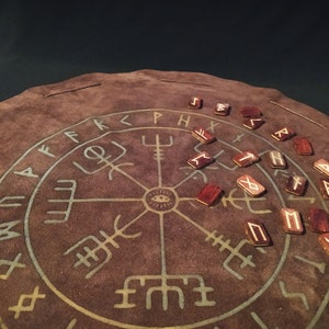 Leather Rune Divination Cloth With Runic Circle, Runic Scroll, Futark ...