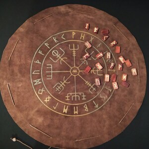 Leather Rune Divination Cloth With Runic Circle, Runic Scroll, Futark ...