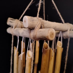 Wind Chimes With Reed Stalks and Maple Slices, Garden Hanging Made of ...