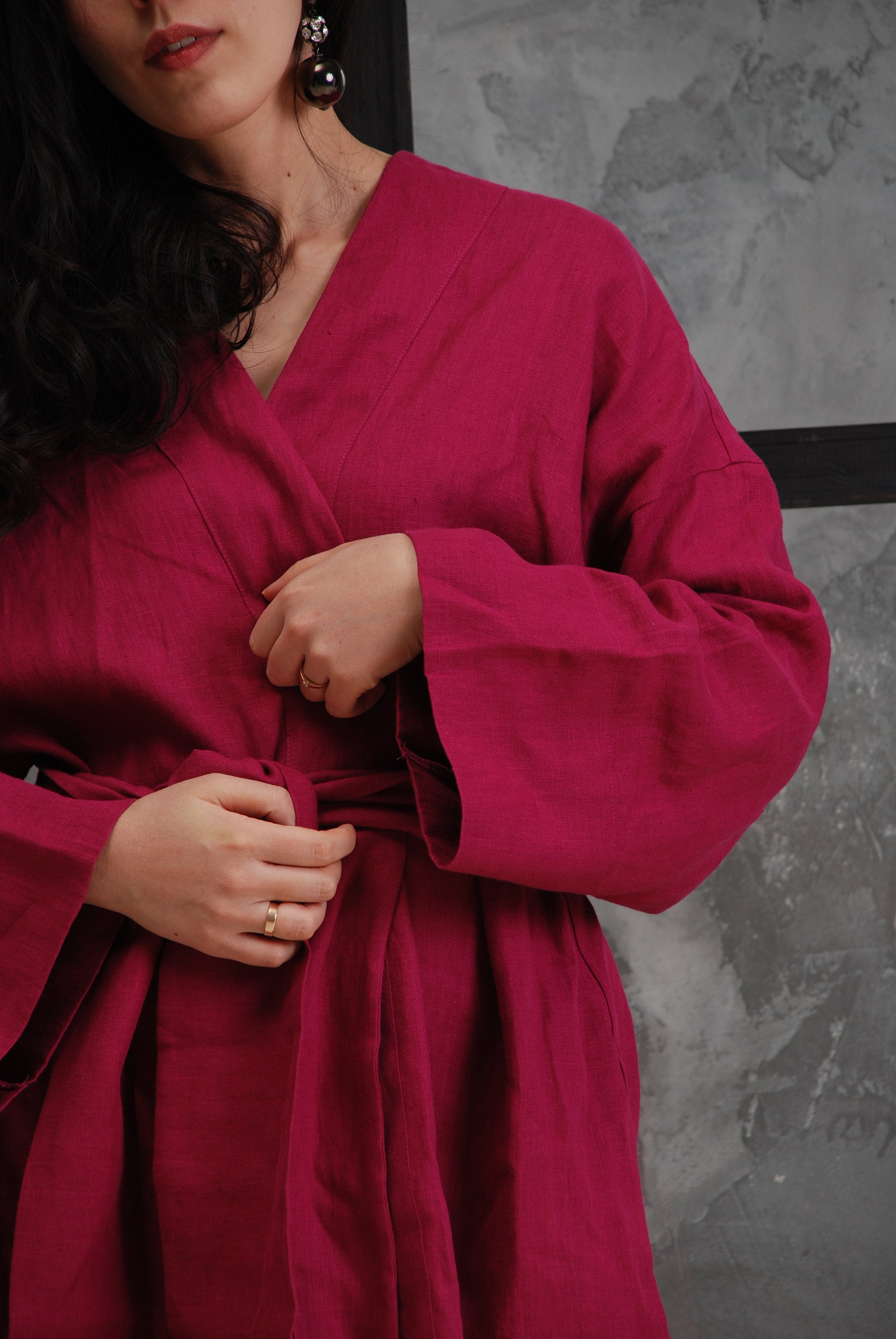 Japanese Style Linen Dress Azumi/ Wedding Robe/ Oversized - Etsy