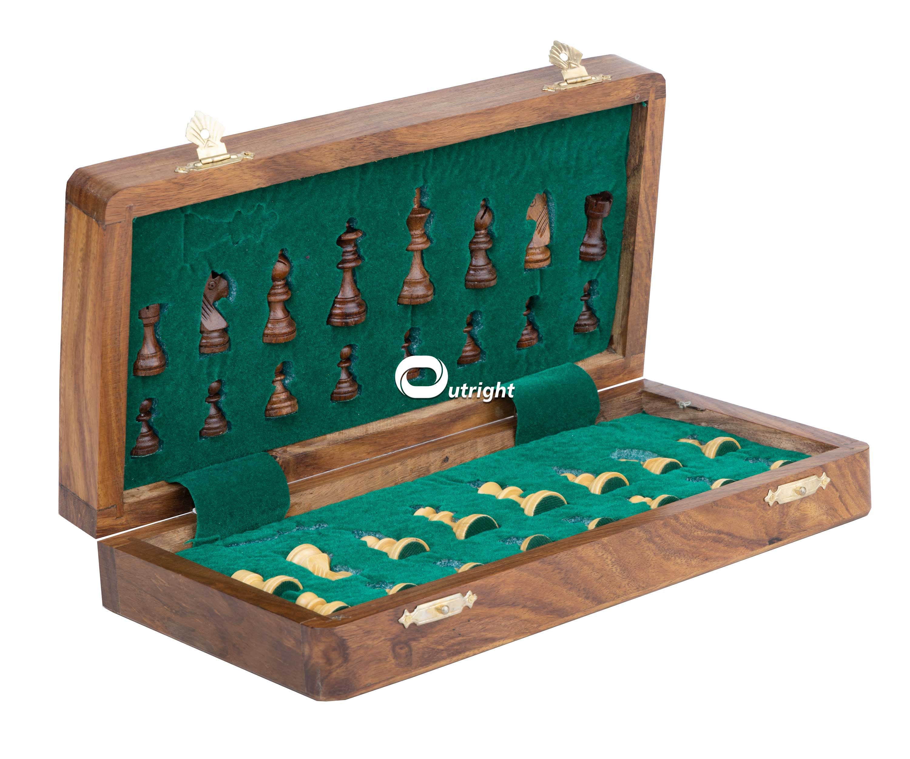 Personalized Engraved Wooden Foldable Magnetic Chess Set 7 Inch to 12 ...