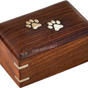 Rosewood Pet Urn for Dogs Wooden Paws Inlaid Cremation Urn | Etsy