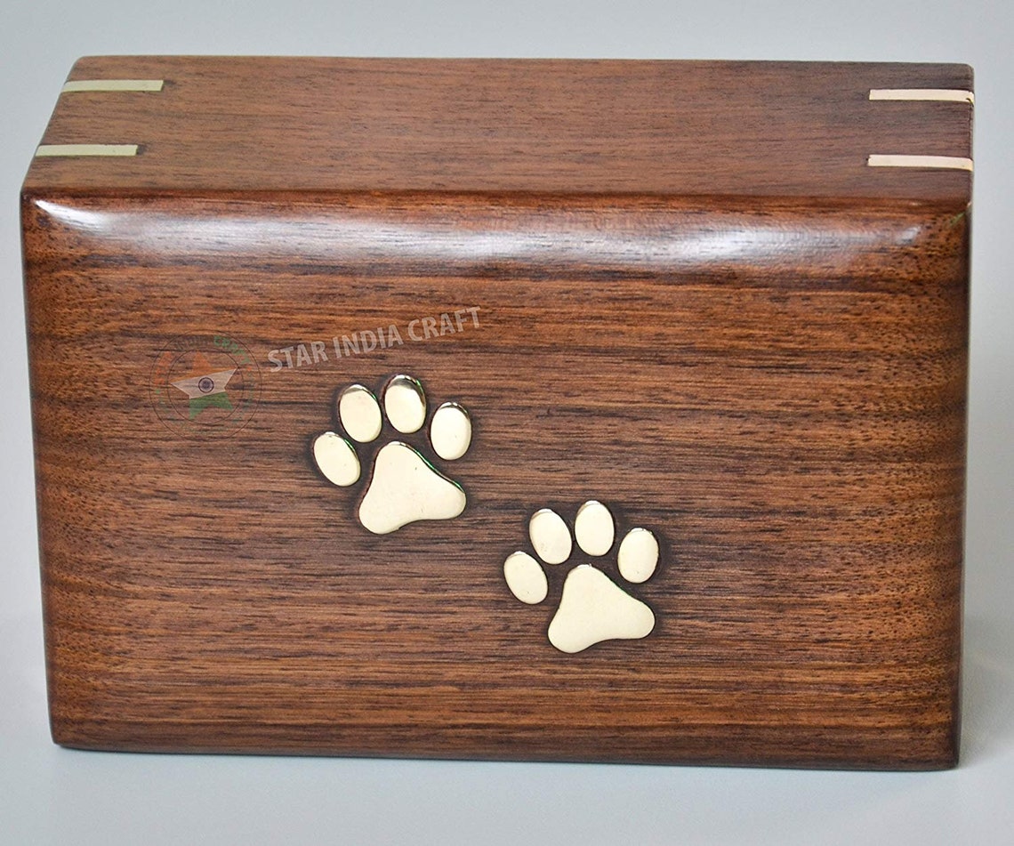 Rosewood Pet Urn for Dogs Wooden Paws Inlaid Cremation Urn | Etsy