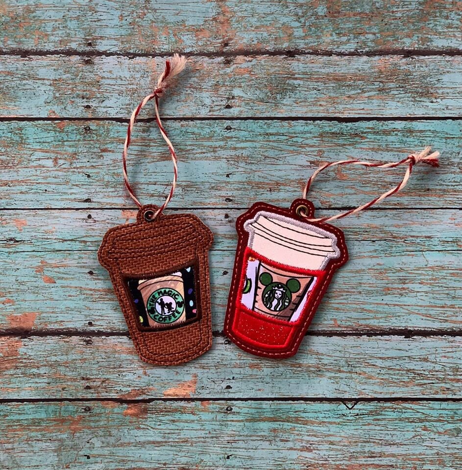 DIGITAL DOWNLOAD 4x4 Coffee Bookmark Coffee Ornament ITH Embroidery ...