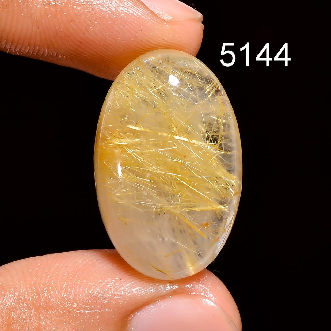 Natural Golden Rutile Quartz Gemstone Cabochon, Mix Shape Golden Rutile ...