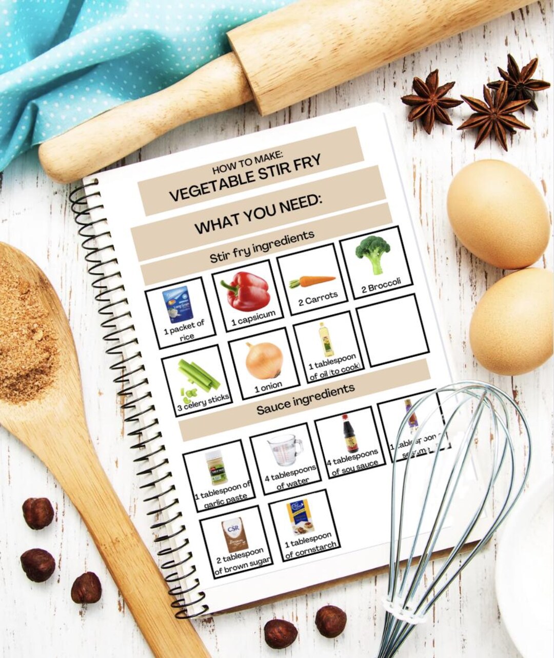 Stir Fry Simple Visual Recipe - Etsy