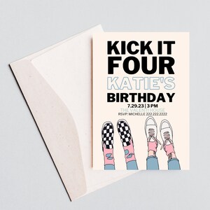 Kick It Birthday Party Invite Simple Editable Themed Design Sneaker ...