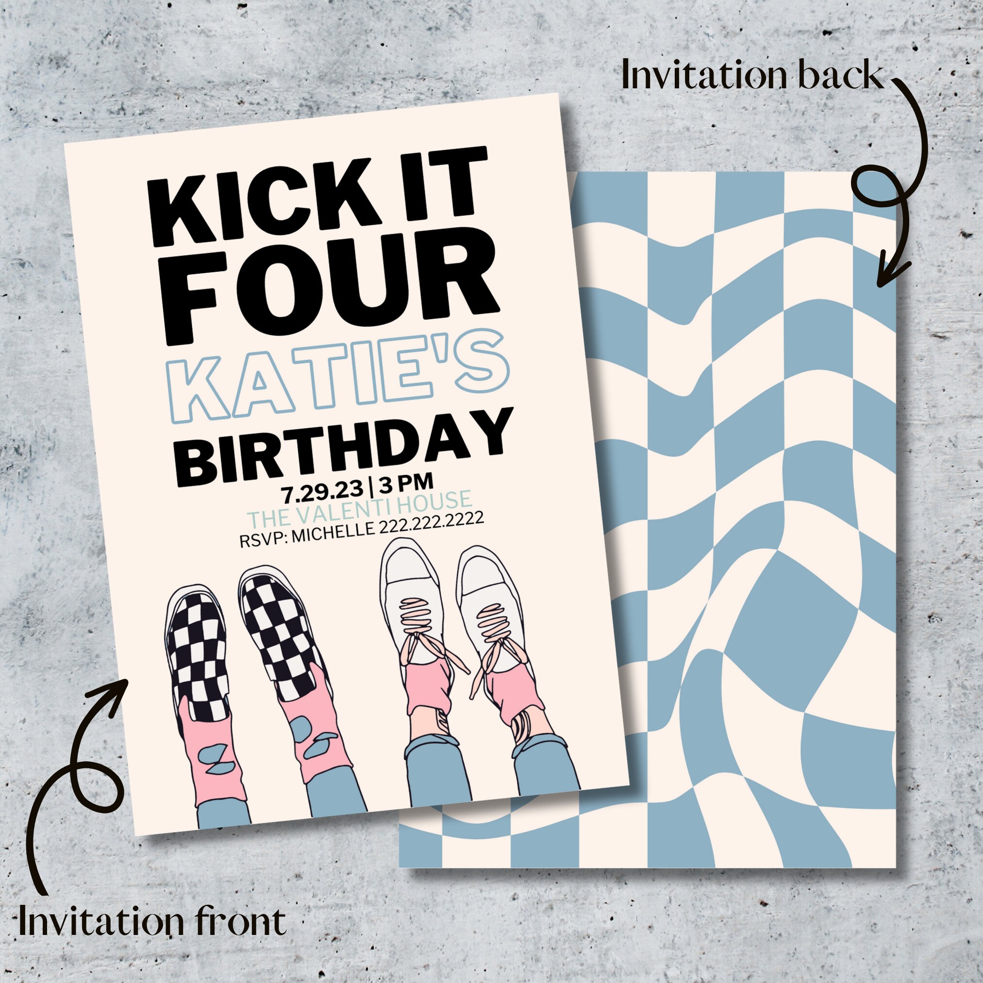 Kick It Birthday Party Invite Simple Editable Themed Design Sneaker ...