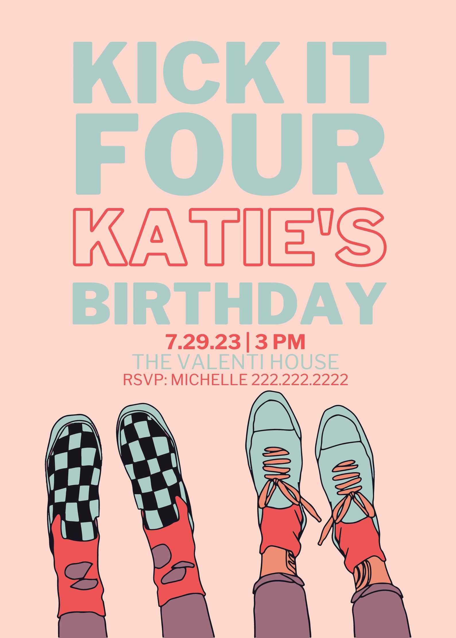 Kick It Birthday Party Invite Simple Editable Themed Design Sneaker ...