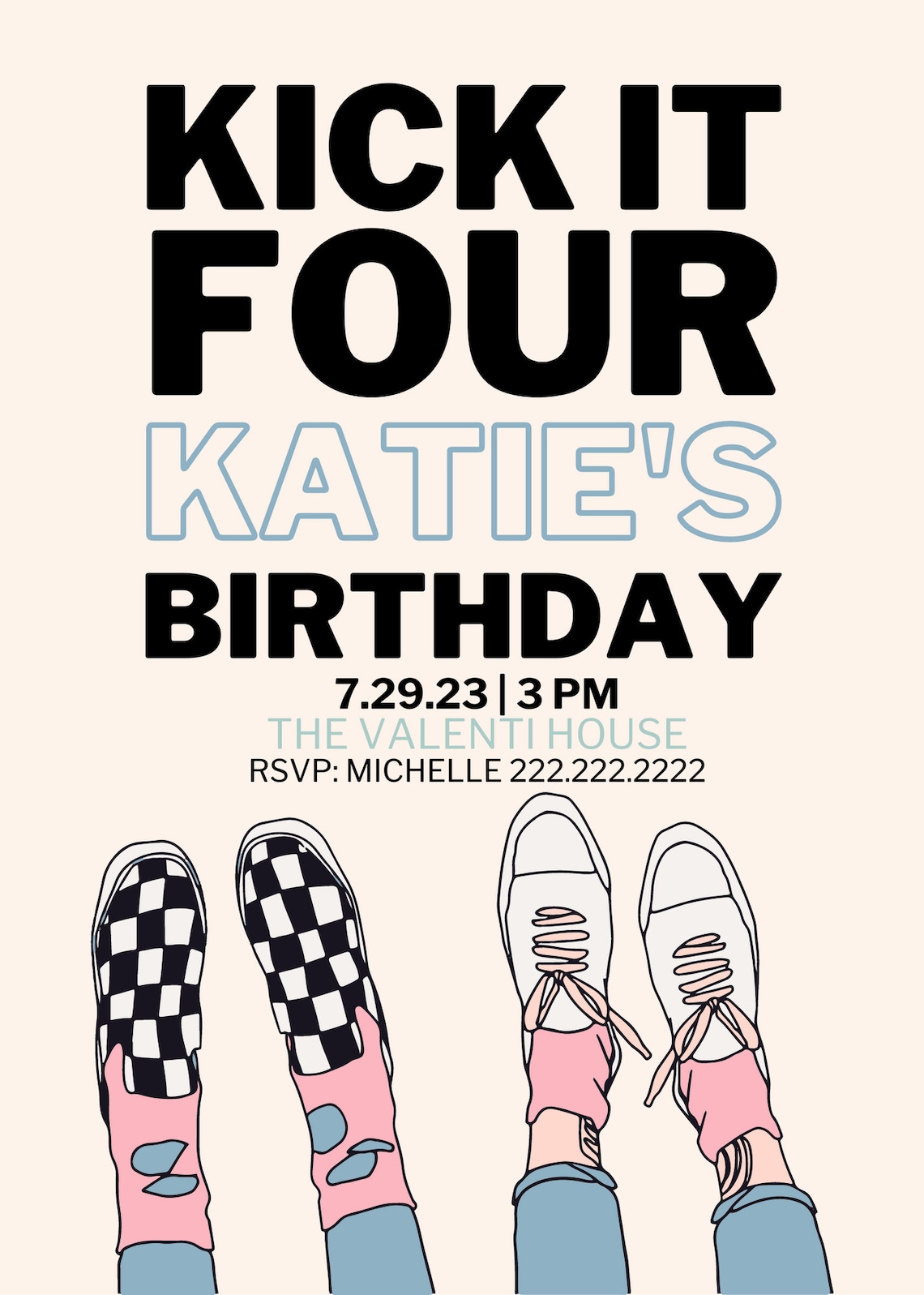 Kick It Birthday Party Invite Simple Editable Themed Design Sneaker ...