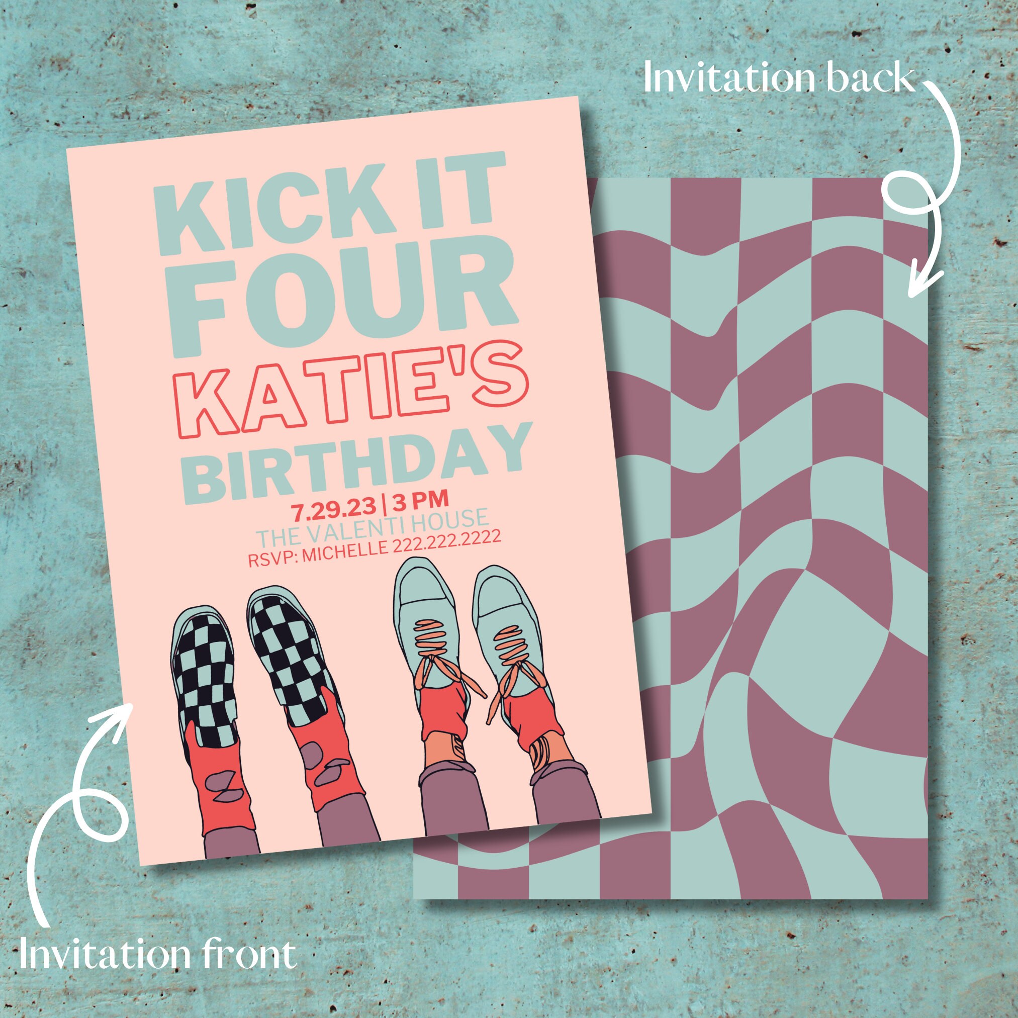 Kick It Birthday Party Invite Simple Editable Themed Design Sneaker ...