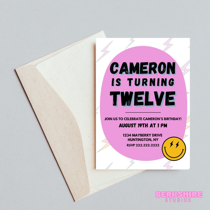 Lightning Bolt Birthday Party Cool Boy Girl Unisex Invitation Editable ...