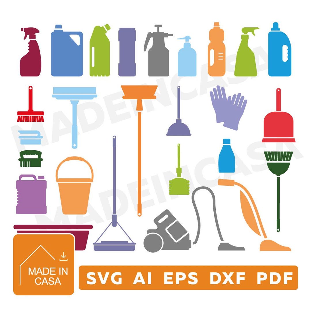 Cleaning Tools SVG Bundle | Cleaning Tools SVG DXF PNG Eps | Vector ...