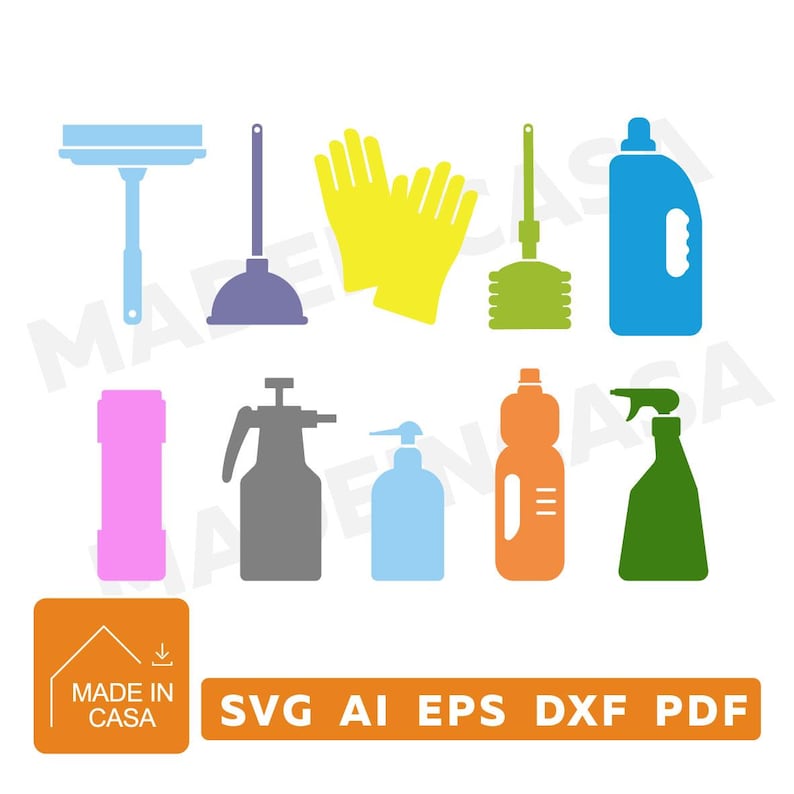Cleaning Tools SVG Bundle | Cleaning Tools SVG DXF PNG Eps | Vector ...