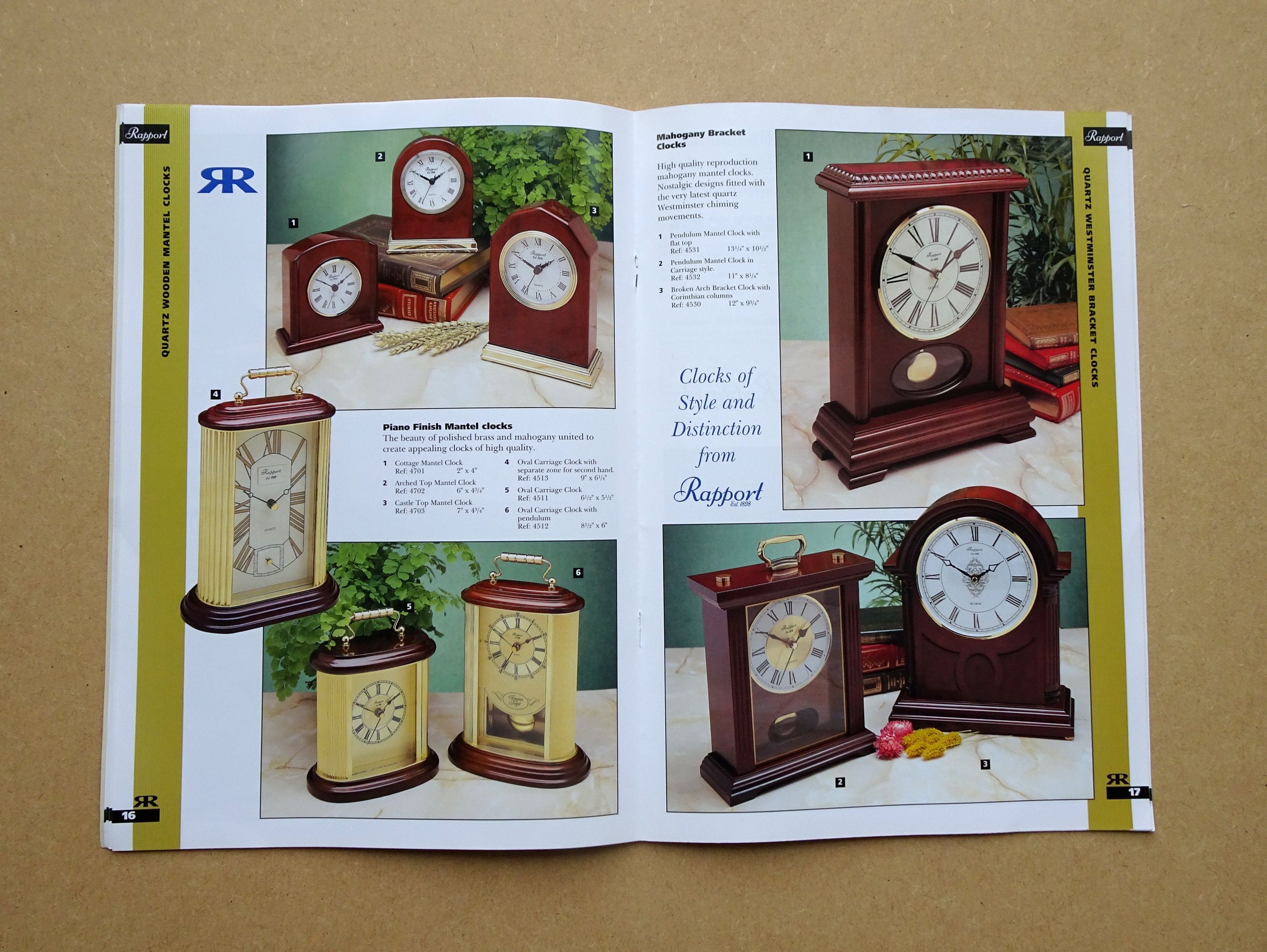 Rapport Catalogue. Clocks for the Connoisseur Quartz Brass Lead Crystal ...