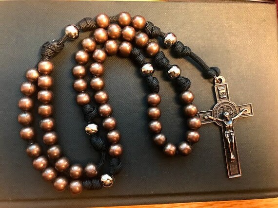 Black and Copper Rosary | Etsy