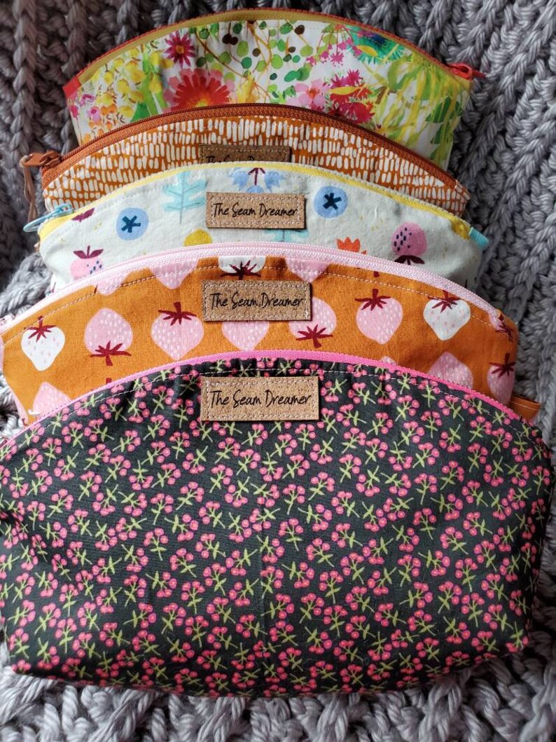 Handmade Floral Zippered Pouch, Cotton Cosmetic Bag, Travel Organizer ...