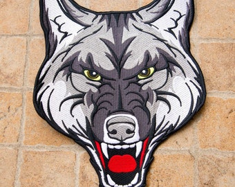Wolf Biker Patch Large Wolf Embroidered Patch Iron-on Patch | Etsy