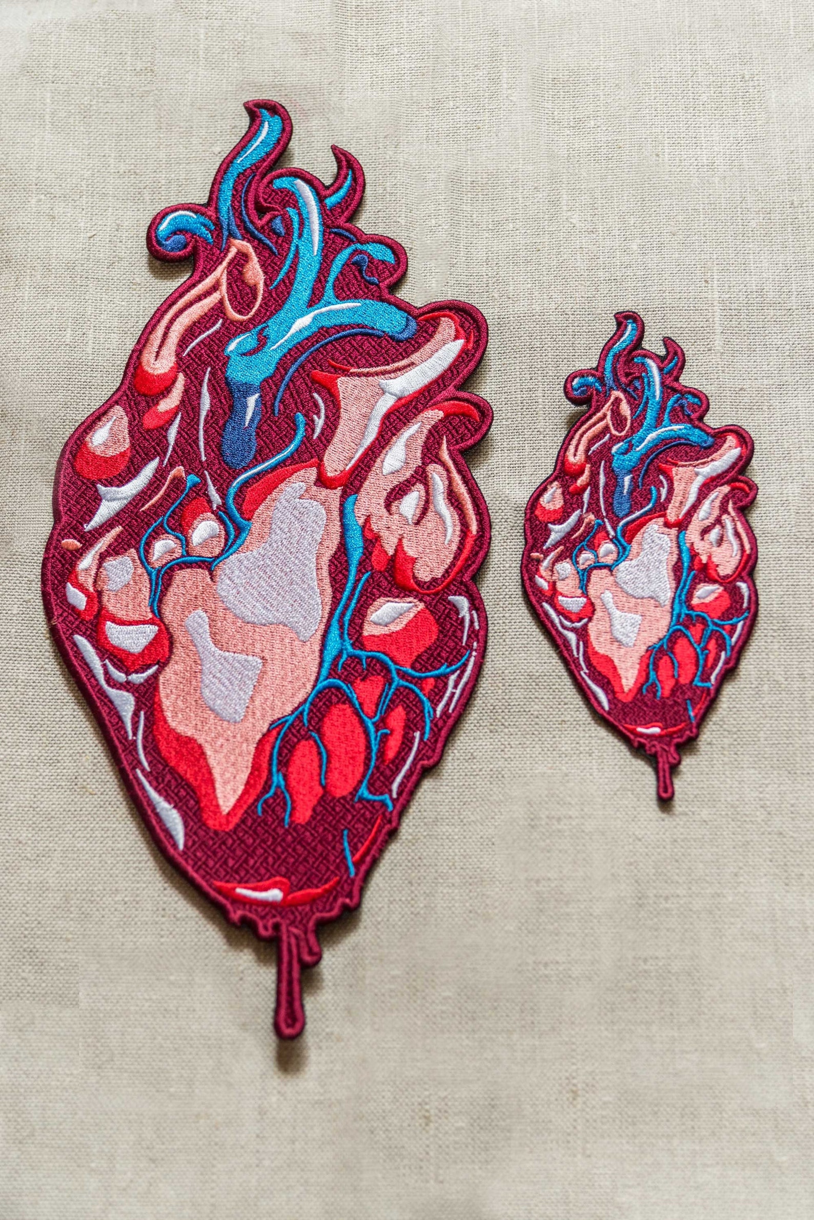 Anatomical Heart Patch Iron on Embroidered Color - Etsy