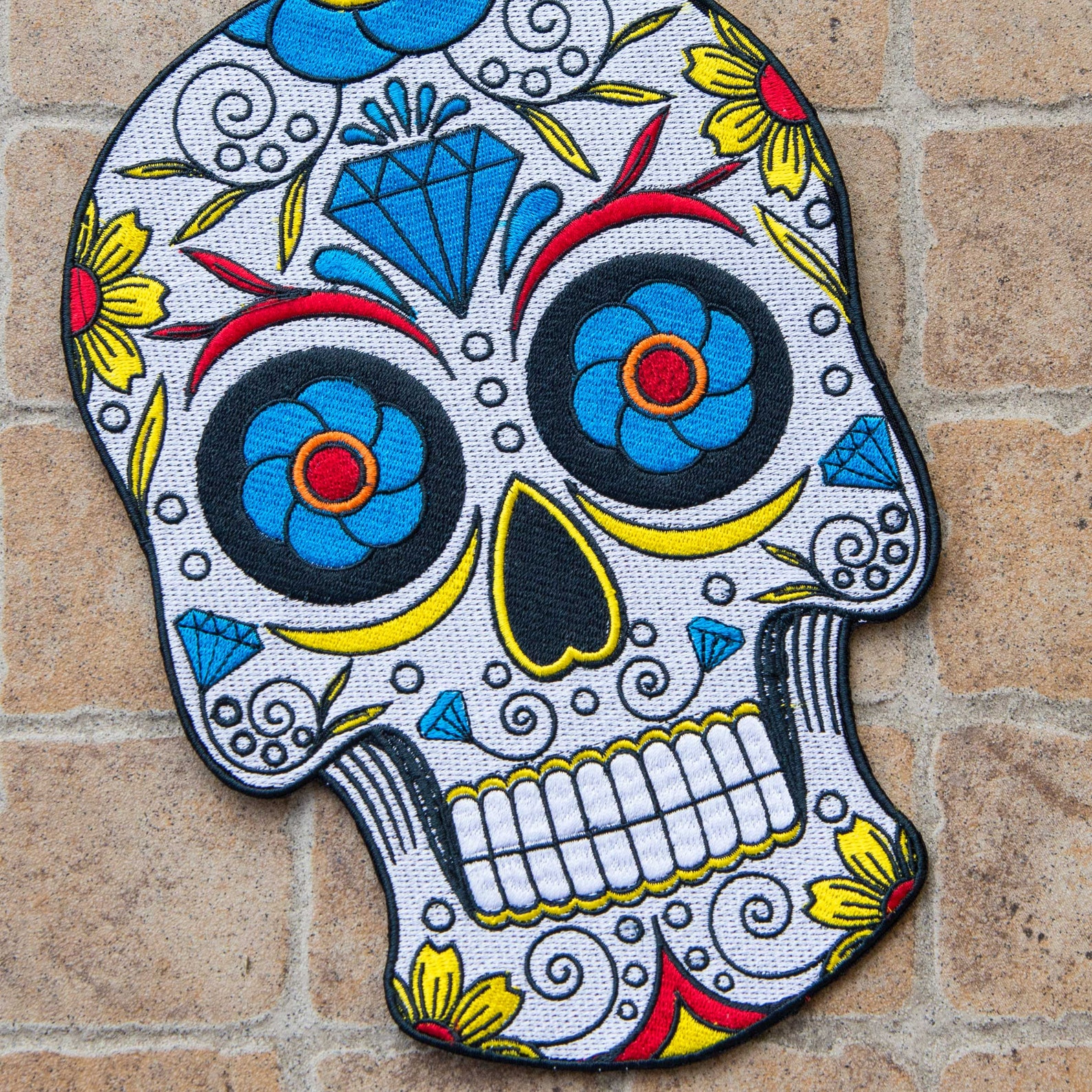 Large Sugar Skull Patch Mexican Skull Patch Iron On Sew on - Etsy UK