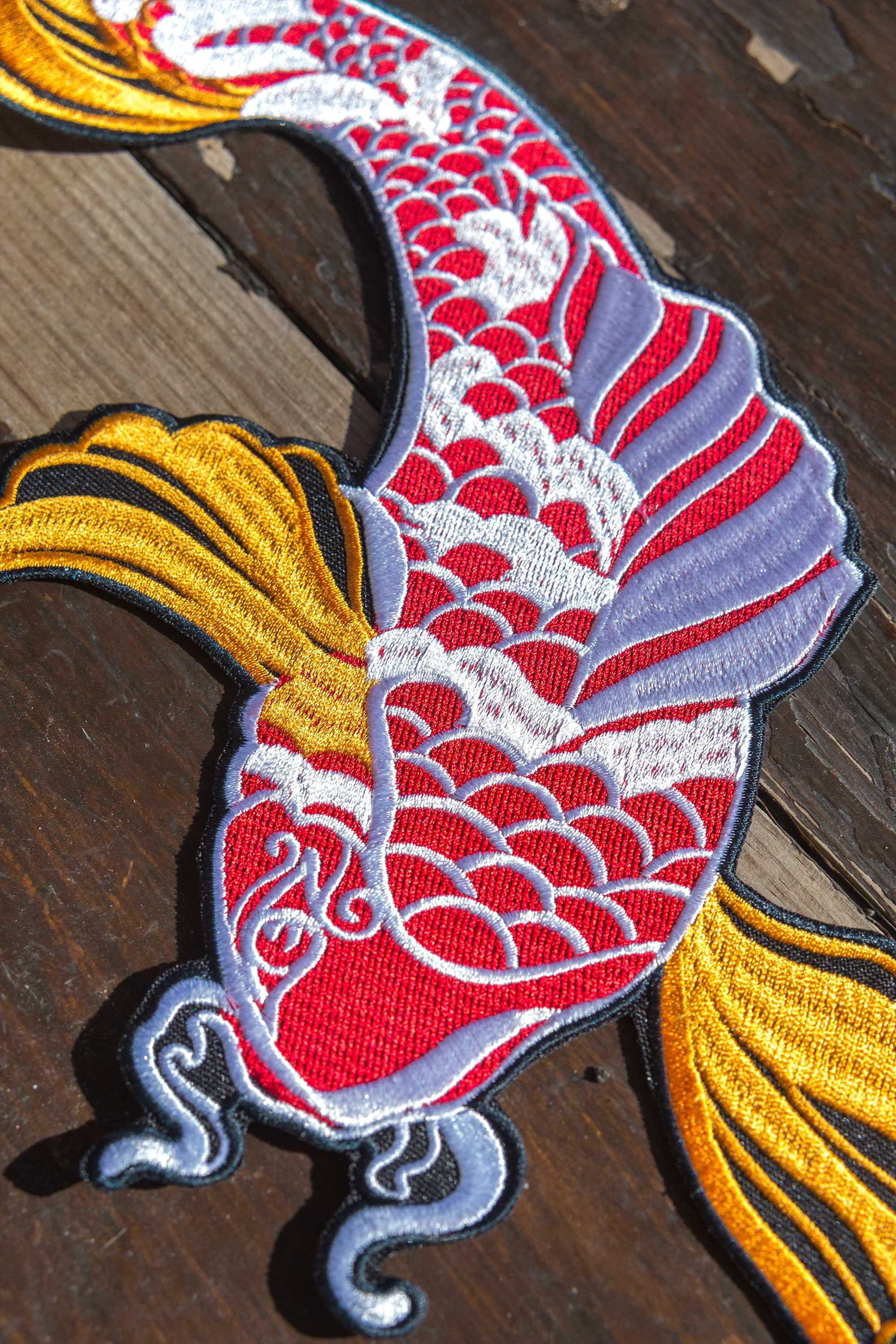 Japanese Koi Fish Red Embroidered Iron on or Sew On | Etsy