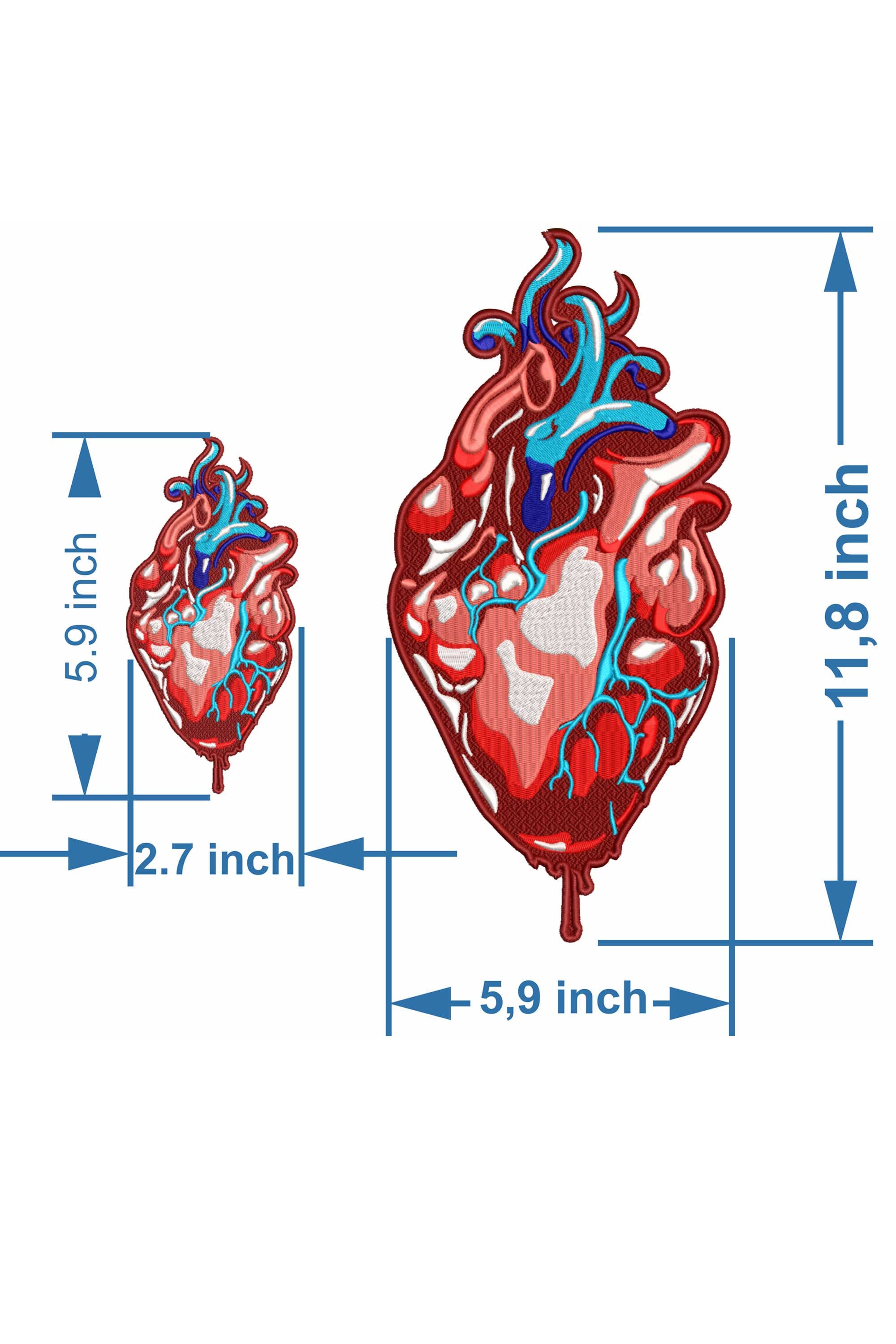 Anatomical Heart Patch Iron on Embroidered Color - Etsy