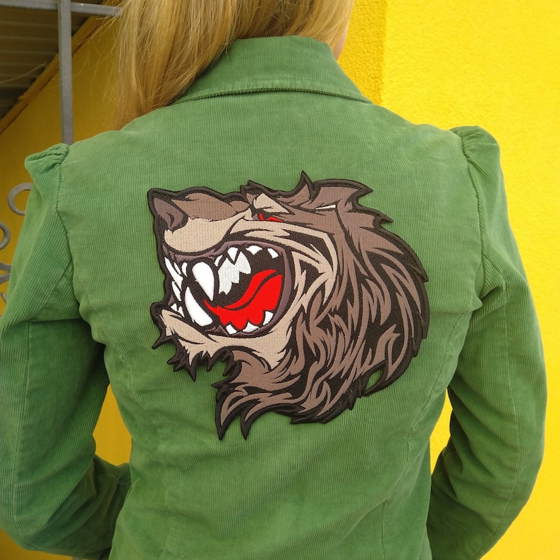 Large Wolf Embroidered Patch Large Wolf Patch Iron-on Patch - Etsy