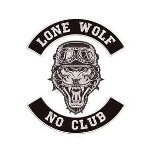 Lone Wolf Skull Biker Back Patch - No Club (13.5x15.9 Inch) - Etsy
