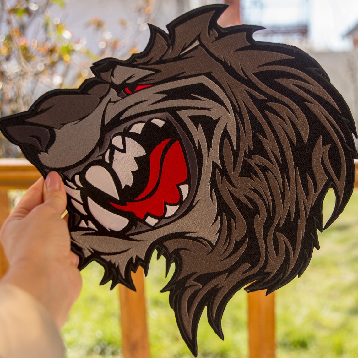 Large Wolf Embroidered Patch Large Wolf Patch Iron-on Patch - Etsy