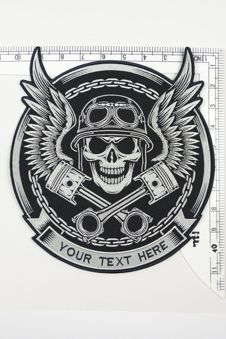 Skull Biker Patches Skull Back Patch Personalised Large - Etsy