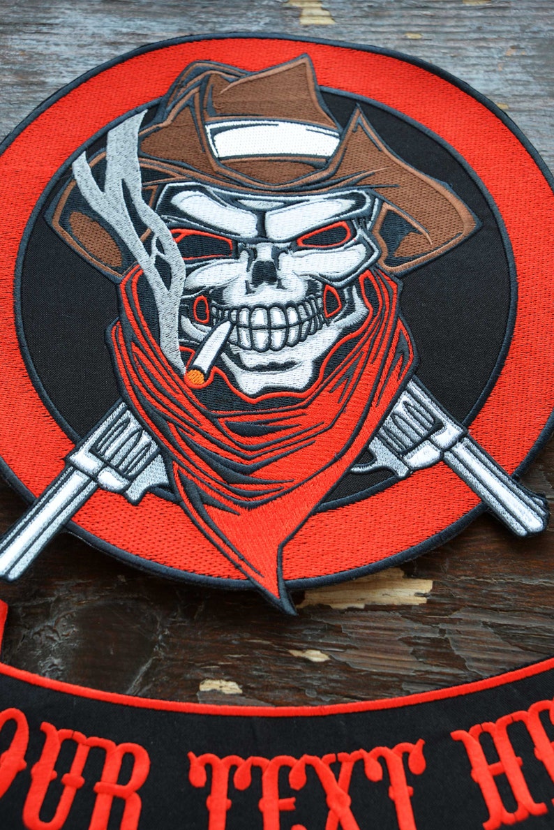 Large Skull Embroidered Patch for Biker Jacket Cowboy Iron - Etsy