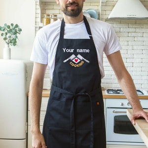 Apron for Men Personalized,black Apron With Personalized Embroidery - Etsy