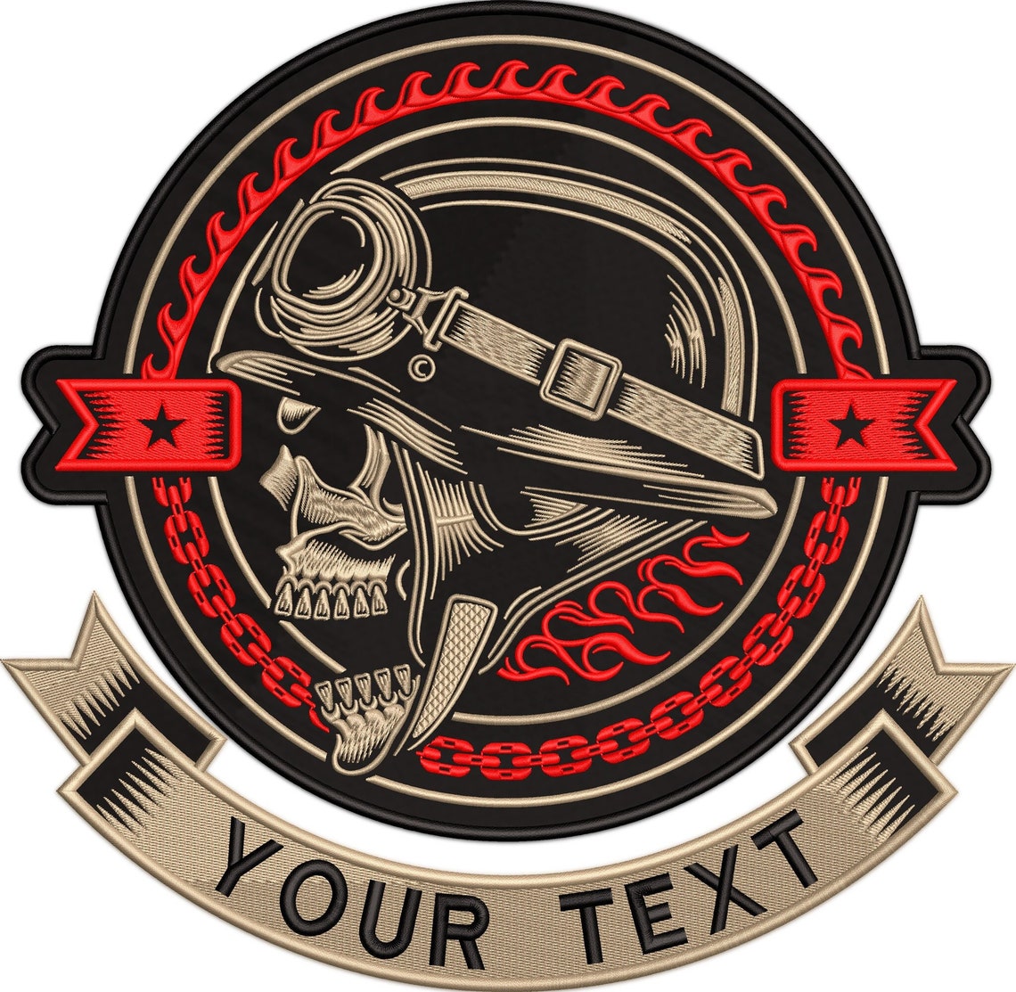 Skull Embroidered Patch Personalised Red Beige Skull Back - Etsy