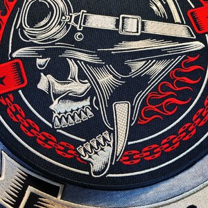 Skull Embroidered Patch Personalised, Red Beige, Skull Back Patch ...