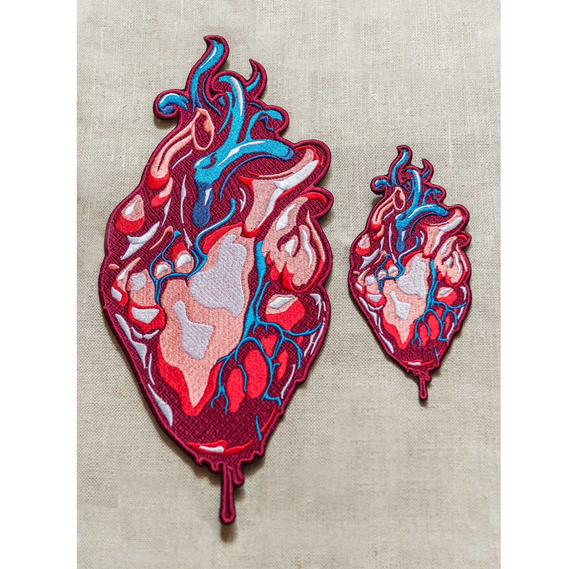 Anatomical Heart Patch Iron on Embroidered Color - Etsy