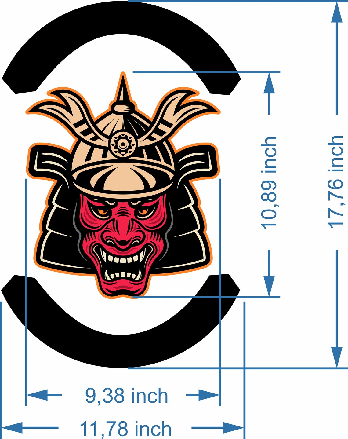 Japanese Demon Samurai, Big Back Biker Patch, Iron-on Wich Custom ...