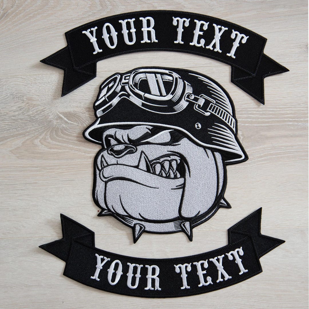 Custom Bulldog Biker Patch: Large Embroidered Motorcycle Vest Patch - Etsy