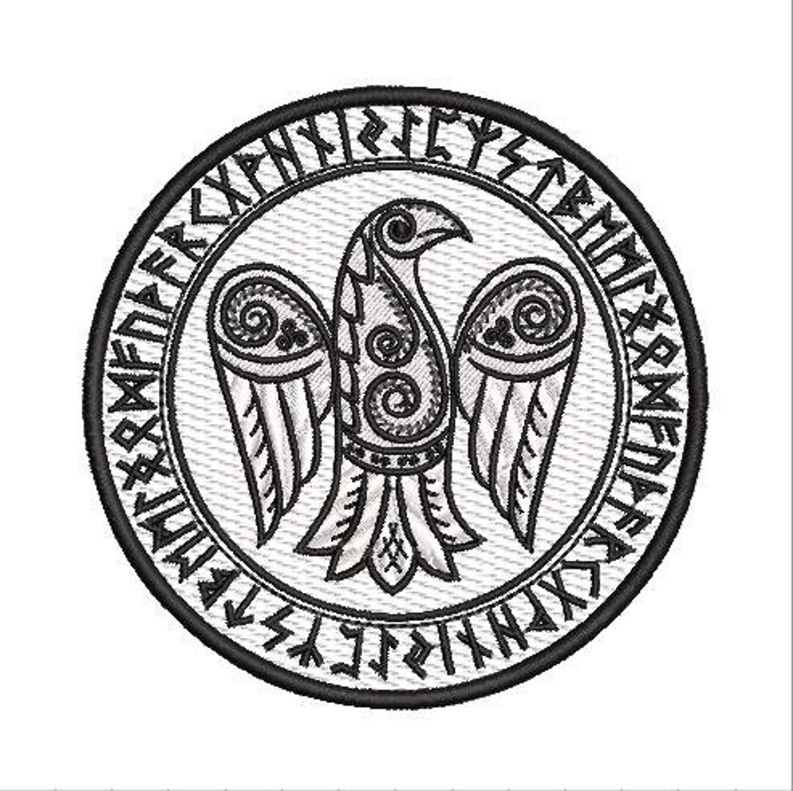 Small Celtic Raven Embroidered Patch With Celtic Alphabet - Etsy